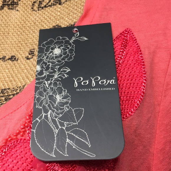 Po Pori | Tops | Po Pori Hand Embellisher Womens Top Size Large | Poshmark